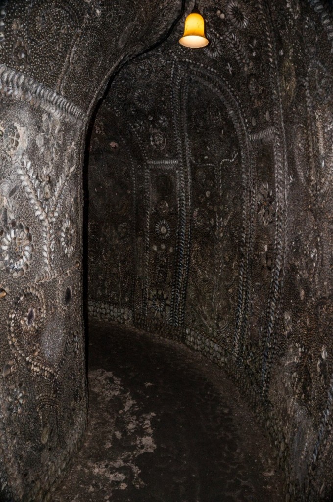 The Shell Grotto (UK) is a subterranean passageway with walls decorated ...